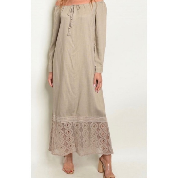Promesa | Dresses | Off Shoulder Tasselfront Lace Bottom Long Sleeve ...